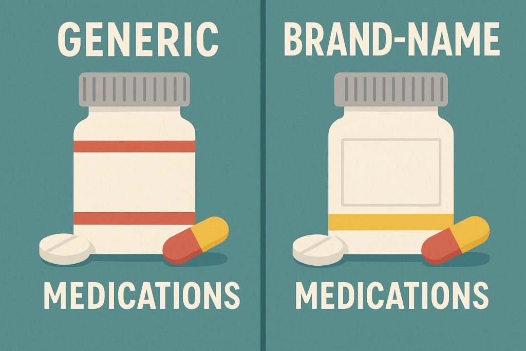 The difference between generic and brand-name medications.